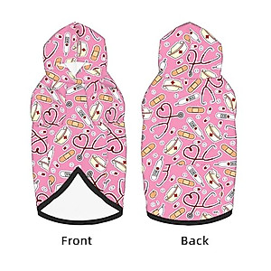 Medical Thermometer Nurse Hat Dog Hoodies for Medium Large Dogs Costume Pet Coat Pullover