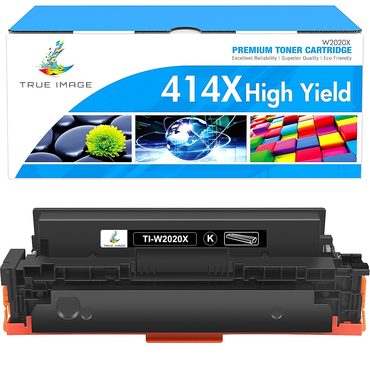 TRUE IMAGE Compatible Toner Cartridge Replacement for HP 414X W2020X 414A W2020A Laserjet MFP M479fdw M479dn Laser Jet Pro M454dw M454dn M454 M479dw Printer Ink No Chip (Black, 1-Pack)