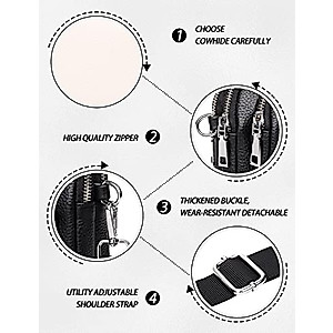 Noiosor Triple Zip Small Crossbody Bags Purses Women Wide Strap Genuine Leather Shoulder Handbag Multi Pockets Snapshot Phone Purse Beige