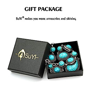 Suyi Long Pendant Turquoise Y Necklace for Women Bohemian Handmade Beaded Necklace jewelry Drop-shaped Turquoise1