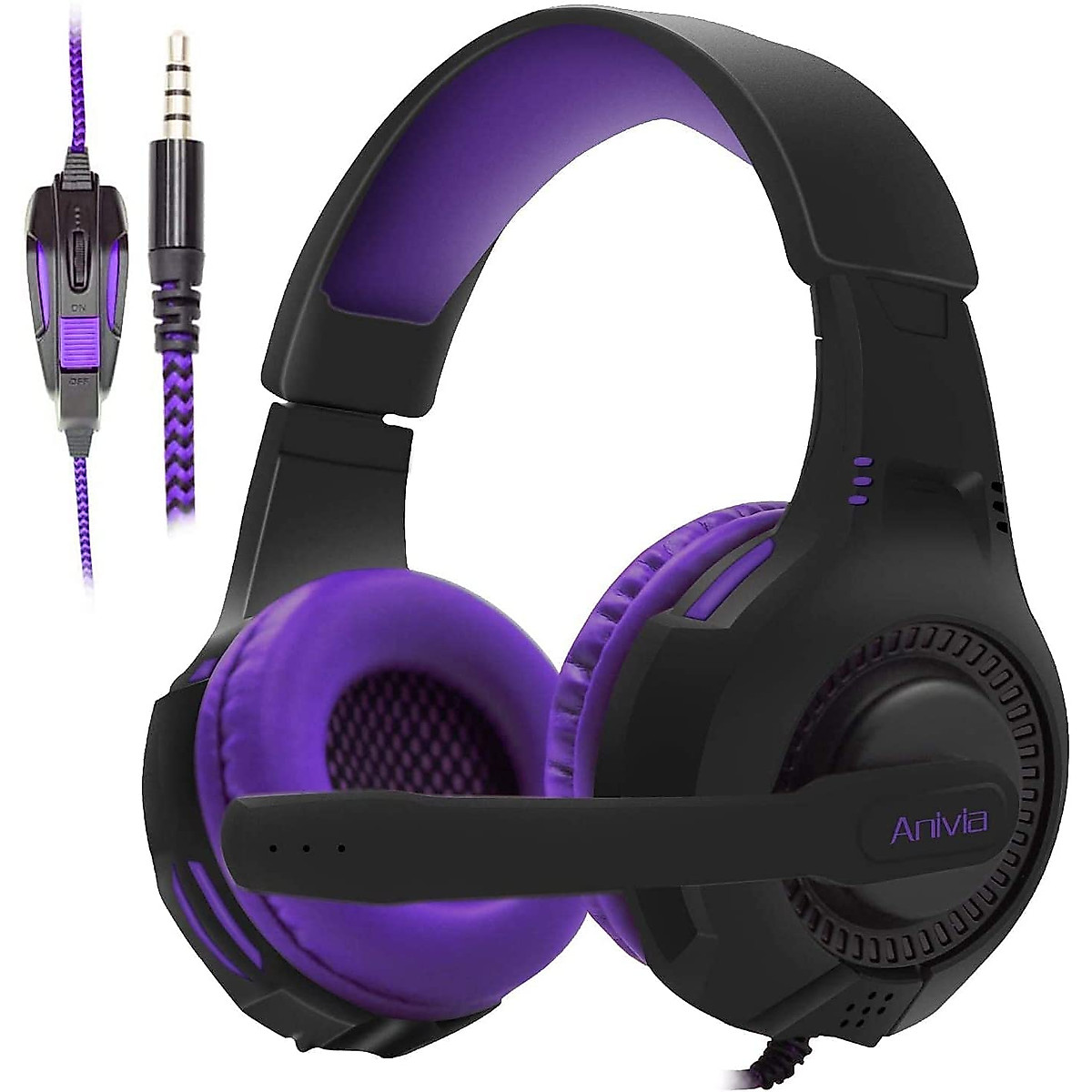 Anivia PC Gaming Headset with Mic, Stereo Gaming Headphones Compatible with Xbox One,PS4,PS, PC, Mac, Laptop, Android,Smartphone, Tablet,Purple