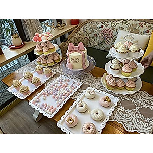 NWK 5 Piece Cake Stand Set with 2xLarge 3-Tier Cupcake Stands + 3X Appetizer Trays Perfect for Wedding Birthday Baby Shower Tea Party
