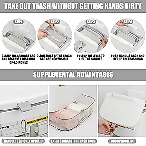 KCmaster Hanging Trash Can - Lightweight Mountable Garbage Can for Convenient Cleaning - Large Capacity Small Counter Trashcan with Extra Storage for Countertop Trash, Food Waste, and More