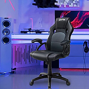 Executive Office Chair, Computer Desk Chair, Ergonomic PU Leather Swivel Managerial Chair, Adjustable High Back Task Chair with Padded Armrests, Black