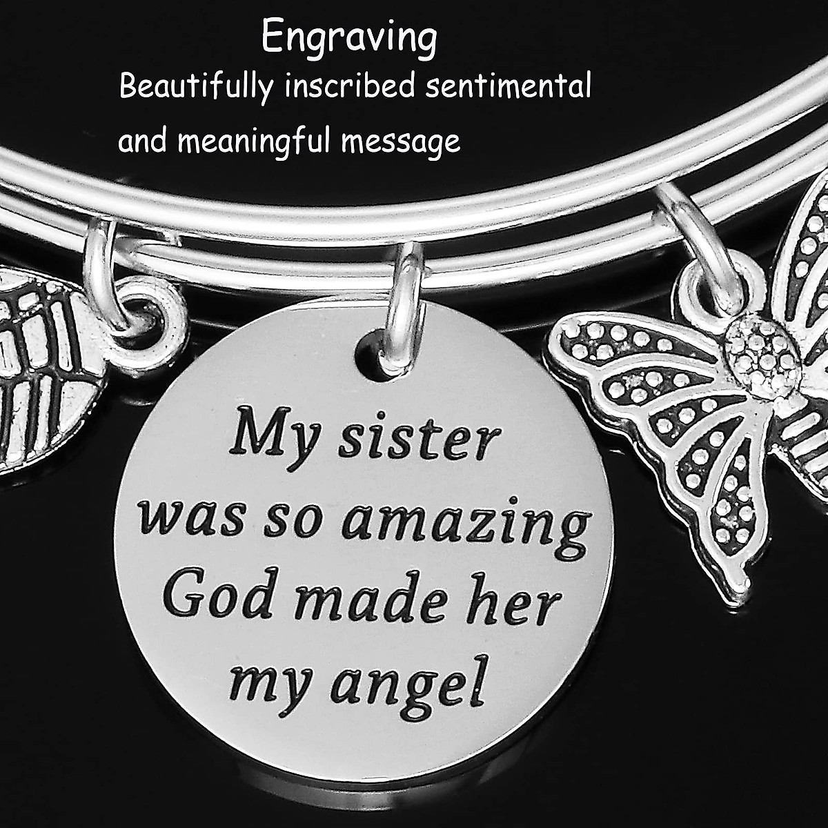 HUTIMY Sister Memorial Gifts Bracelet for Women in Remembrance My Sister Sympathy Grieving Berevment Memorial Charm Bracelets Memory Bracelet for a Loss Sisters Bracelet