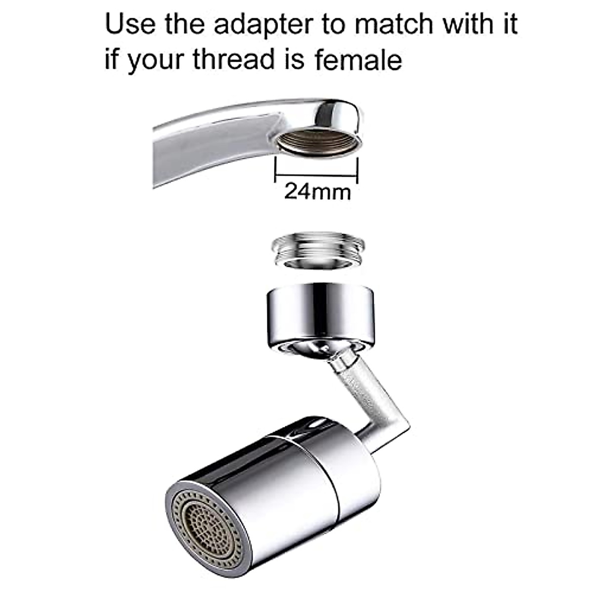CHAOMIC 2PCS Universal Splash Filter Faucet 720 Rotating Faucet Extender Aerator Anti-Splash 4-Layer Net Filter Faucet Oxygen-Enriched Foam Leakproof Double O-Ring Sprayer Faucet