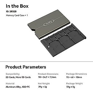SMALLRIG Memory Card Case Holder Anti-Shock Anti-Fall and Scratch Suitable for SD/Micro SD/SIM Cards for Photography Enthusiasts - 2832B