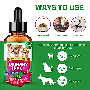 ZNFSZ Pet UTI Treatment Drops, Dog UTI Treatment, Cat UTI Medicine, Renal Health Support for Cats&Dogs, Bladder Control, Prevent Incontinence&Bladder Stone, 60ml