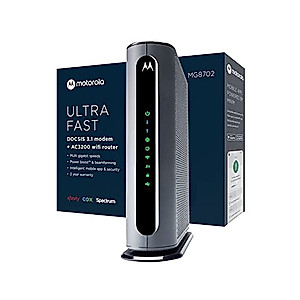 Motorola MG8702 | DOCSIS 3.1 Cable Modem + Wi-Fi Router (High Speed Combo) with Intelligent Power Boost | AC3200 Wi-Fi Speed | Approved for Comcast Xfinity, Cox, and Charter Spectrum