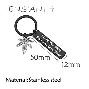 ENSIANTH 420 Gift Marijuana jewelry I Love You More Than You Love Weed Keychain Gift for Boyfriend Valentines Day Gift (You Love Weed Black)