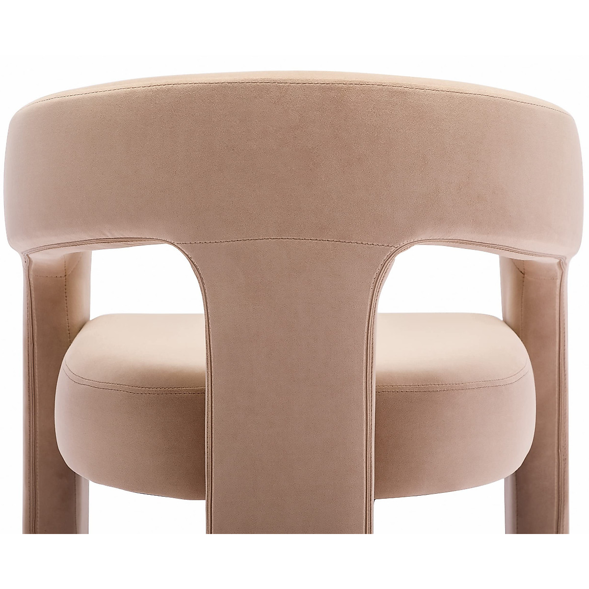 Wahson Velvet Modern Dining Chairs, Set of 2 Upholstered Barrel Dining Chair, Assembled Accent Armchairs with Open Back for Dining Room/Living Room, Khaki