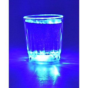 Set of 6 Crystal Clear Party L.E.D Light Up Shot Glasses - All One Size - Holds 2 fl. oz. (59 mL)