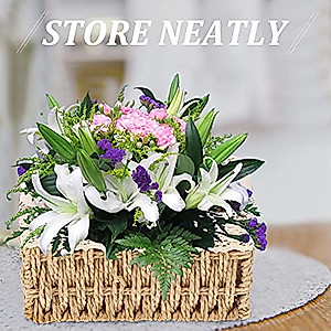 Veemoon . Snacks Makeup Bowls Seagrass Cloth Candy Books Tabletop Inch Food Office Shelves Holder Organizer Storage Wooden M Baskets Bin Snack Rectangular Baskets, Woven Cosmetics Liner