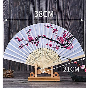 Delicate Cherry Blossom Design Folding Fan Favors Silk Folding Hand Fan Wedding Favors Gifts Favors Gifts Fan Girls Ladies Church Wedding Gift Party Favors DIY Decoration Music Festival Party Parade