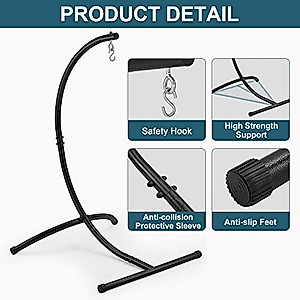 Homgava Hammock Chair Stands Hanging Hammock Stands,C Stand for Swing Chair Heavy Duty Steel Egg Chair Stand Only,Maximum Weight 330lbs Capacity Indoor/Outdoor…