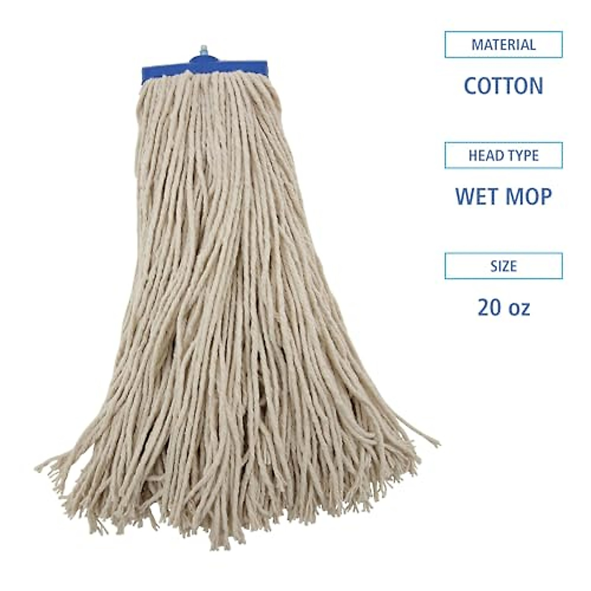 Boardwalk BWK720C 20 oz. Economical Lie-Flat Cotton Fiber Mop Head - White (12/Carton)