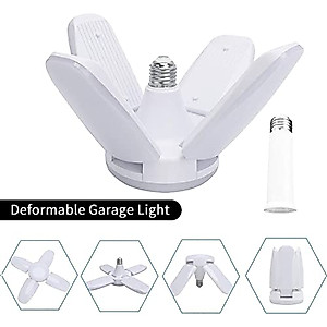 Maxziller 4 Pack 60W LED Garage Lights,6000LM Adjustable Garage Lights 110V LED Garage Lighting E26,Super Bright Garage Lights,6000k Nature White Garage Ceilling Light Including Extension Header