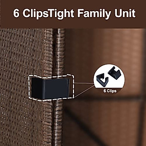 SUNVIVI OUTDOOR 7 Piece Patio Conversation Set Outdoor Furniture Set Brown Wicker Furniture Outdoor Sectional Rattan Sofa Couch for Backyard, Garden with 6 Clips, Coffee Table