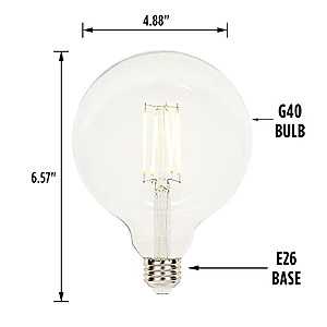 Westinghouse 5317500 6.5 Watt (60 Watt Equivalent) G40 Dimmable Clear Filament LED Light Bulb, Medium Base