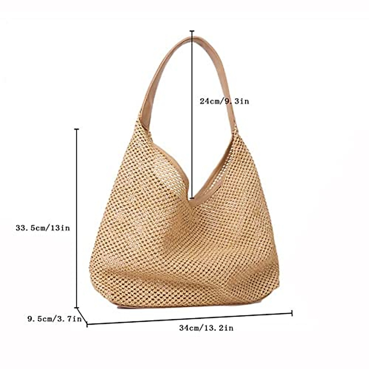 Straw Bag for Women Summer Beach Bag Soft Rattern Woven Tote Bag Large Straw Shoulder Bag for Vacation Casual