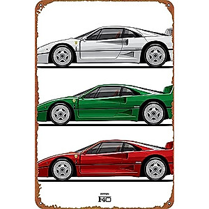 Ferrari F40 3 Color Collection PosterMetal Sign Retro Wall Decor for Home Gate Garden Bars Restaurants Cafes Office Store Pubs Club Sign Gift 12 X 8 INCH Plaque Tin Sign