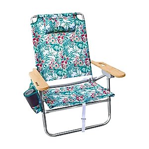Hurley Mid-Height Wood Arm Beach Chair, One Size, Hawaiian Gardens White