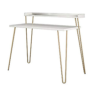 Ameriwood Home Haven Retro Riser, Desk, White with Gold Legs
