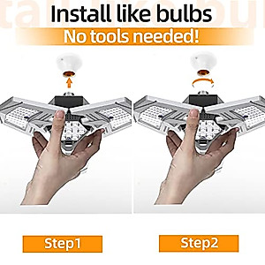 Garage Light, 100W Ultra Bright Garage Lights Ceiling LED with 3 Adjustable Panels, Garage Lighting LED Garage Storage Light 10000LW 6500K LED Garage Light for Basement, Workshop, Storage Room