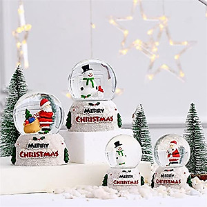 Music Boxes for Girls Snowman Glass Ball Miniature Christmas Snow Globe with Colorful Lighting Fall Resistant Snowman Statue Glass Snow Globe (Color : Small, Size : Snowman)