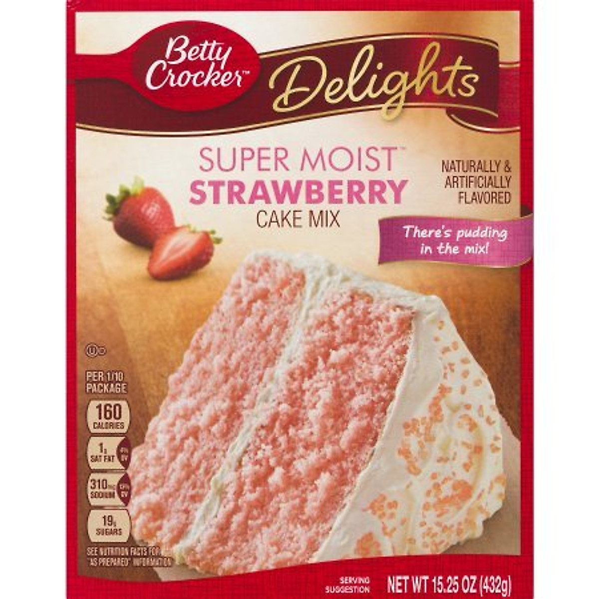 Betty Crocker Super Moist Strawberry Cake Mix and Betty Crocker Whipped Strawberry Mist Frosting Bundle - 2 of Each - 4 Items. "There's Pudding in the mix!" Cake Mix