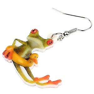 NEWEI Acrylic Sweet Cartoon Skateboard Frog Earrings Drop Dangle Big Long Fashion Animal Jewelry For Women Charms (Yellow)
