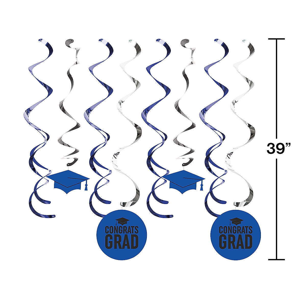 Creative Converting Blue Graduation Dizzy Danglers, Assorted sizes