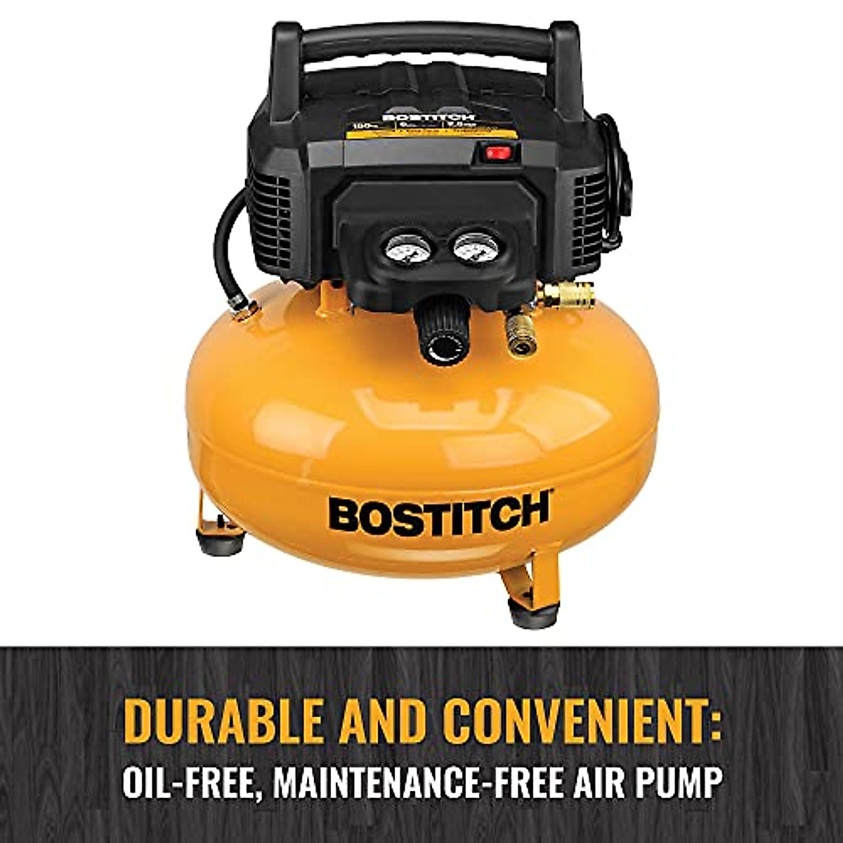 BOSTITCH Air Compressor Kit, Oil-Free, 6 Gallon, 150 PSI (BTFP02012-WPK)