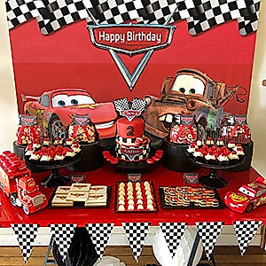 RUINI Car Racing Themed Backdrop Cartoon Cars Mobilization Birthday Party Decorations Backdrop 7x5FT