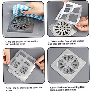 Disposable Drain Hair Catcher,20 PCS 3.9inch Square Drain Stickers Adhesive Hair Catcher for Bathroom Laundry Bathtub Kitchen