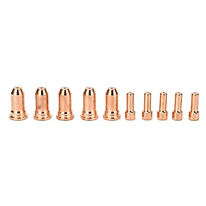 Plasma Cutter Torch Nozzle, 10Pcs Copper Standard Size Lightweight Nozzle Electrode Kit High Temperature Resistant Easy to Use for Replacement