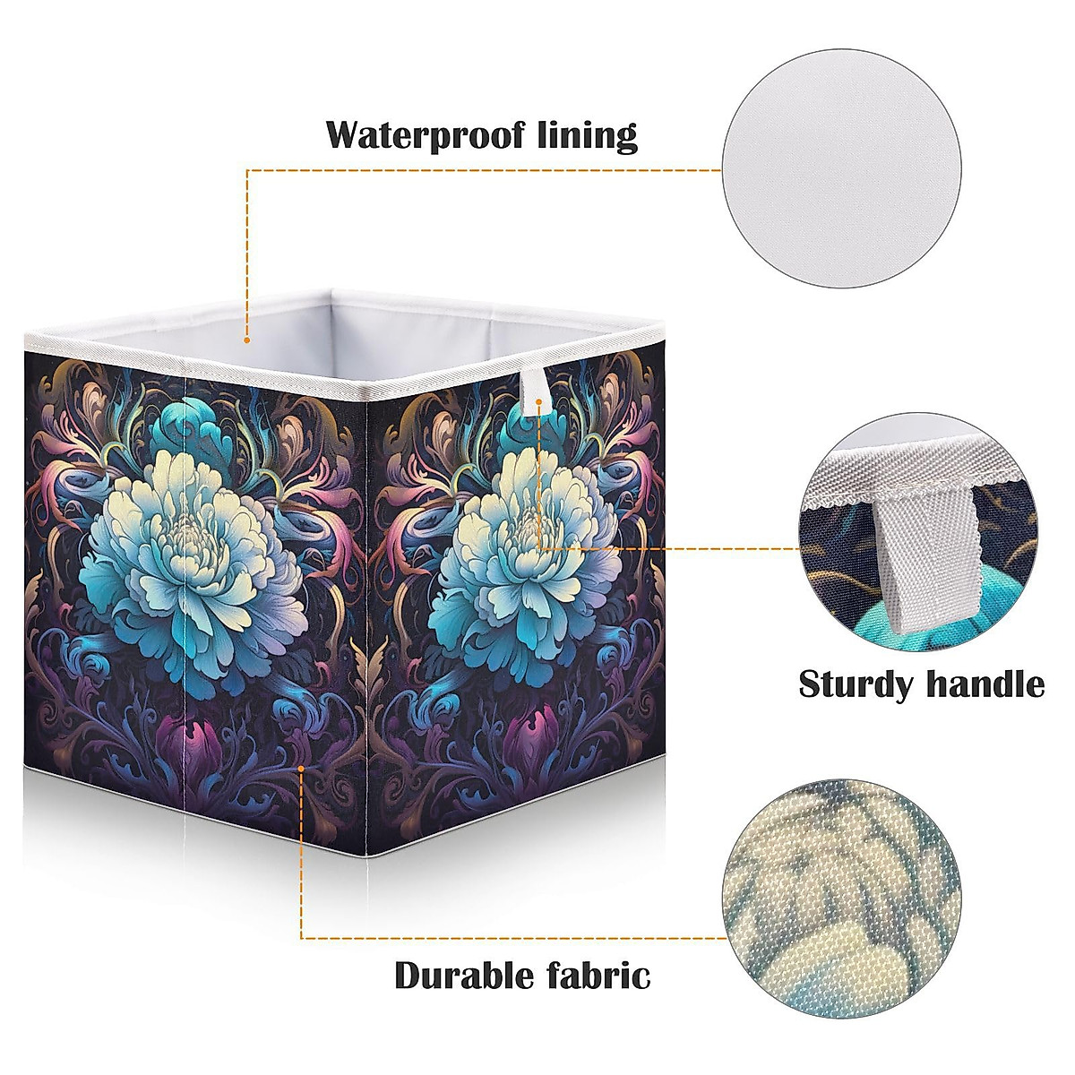 xigua Storage Basket Blue Mandala Foldable Storage Bin 11 X 11 X 11 Inches Cube Storage Baskets Box for Shelves Closet Laundry Nursery Bedroom Home Decor