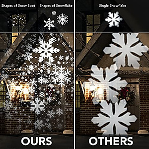 Christmas Snowflake Projector Lights Outdoor, Lasama Highlight Led Snowfall Projection, Waterproof Landscape Christmas Decorations Lighting for Xmas Home Party Wedding Garden Patio