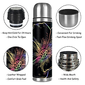 Stainless Steel Leather Vacuum Insulated Mug Rose Thermos Water Bottle for Hot and Cold Drinks Kids Adults 16 Oz