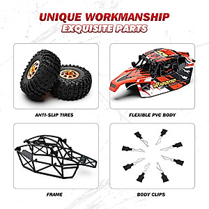 RIAARIO 1:12 RTR Brushless RC Desert Cars for Adults, Max 45MPH Fast RC Cars, Monster Truck with Independent ESC, 4X4 RC Truck for Boys, All Terrain Remote Control Car with Oil Filled Shocks(Red)