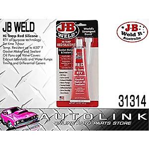 J-B Weld 31314 High Temperature RTV Silicone Gasket Maker and Sealant - Red - 3 oz.
