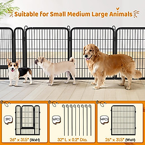 Yaheetech Dog Playpen Outdoor, Indoor Pen for Large/Medium/Small Dogs Animals Portable Playpen for RV Camping Garden Yard 32" Height 16 Panels