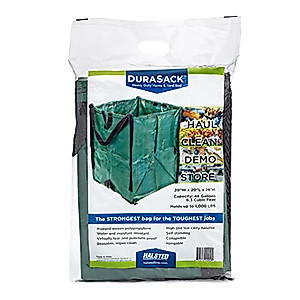 DURASACK Heavy Duty Home and Yard Waste Bag 48-Gallon Woven Polypropylene, Reusable Lawn and Leaf Garden Bag with Reinforced Carry Handles, Pop-Up Self-Standing Garbage Can, Gray