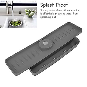 Faucet Handle Drip Catcher Tray, Silicone Foldable Faucet Handle Drip Catcher Tray Mat, Soap Sponge Holder for Kitchen Sink Accessories Gadgets Counter Bathroom (GRAY)