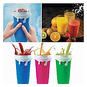 Slushy Maker Cup, Frozen Magic Squeeze Cup, 16.9 oz/500ml Slushy Squeeze Cup for Homemade Milkshake, Magic Slushy Maker Squeeze Cup, DIY Smoothie Maker, Ice Maker Cup Squeeze (1 in Pink)
