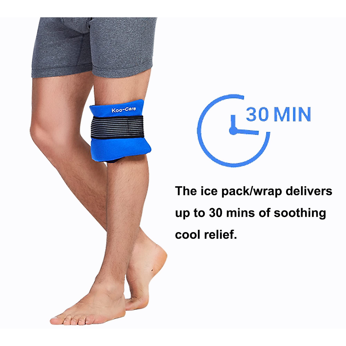 Koo-Care Flexible Gel Ice Pack & Wrap with Elastic Strap for Hot Cold Therapy - Great for Sprains, Muscle Pain, Bruises, Injuries, Etc. (Neck, Arm, Elbow, Waist, Knee, Ankle)(Medium)