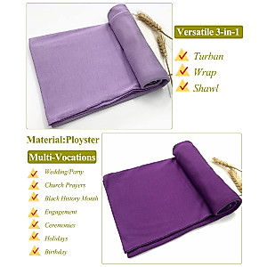 Harewom Head Wraps for Black Women Stretchy Head Scarf African Hair Wraps for Dreads Locs Natural Hair Turban Headwraps Jersey Tie Headbands(Purple and Light Purple)