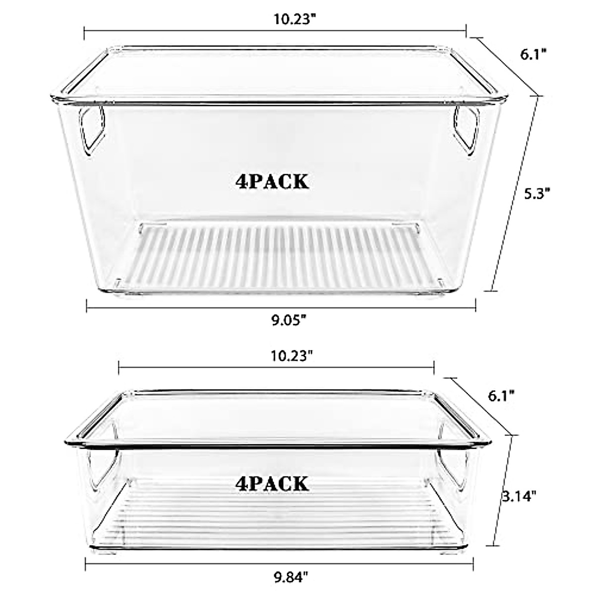 Refrigerator Organizer Bins with Lid, 8 Pack Plastic Freezer Organizer Bins for Freezer, Kitchen, Cabinets - Clear Pantry Organization and Storage Bins Fridge Organizers by GOLIYEAN (8 Pack)