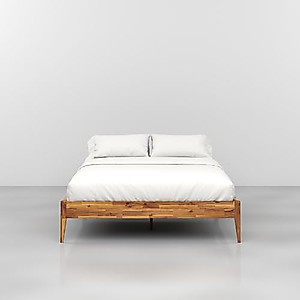 Bme Dinkee Queen Bed Frame Wood 15 Inch - Solid Wood Platform Bed Frame - Japanese Joinery Bed - Modern & Minimalist Style - Wood Slat Support - Easy Assembly - No Box Spring Needed - Caramel