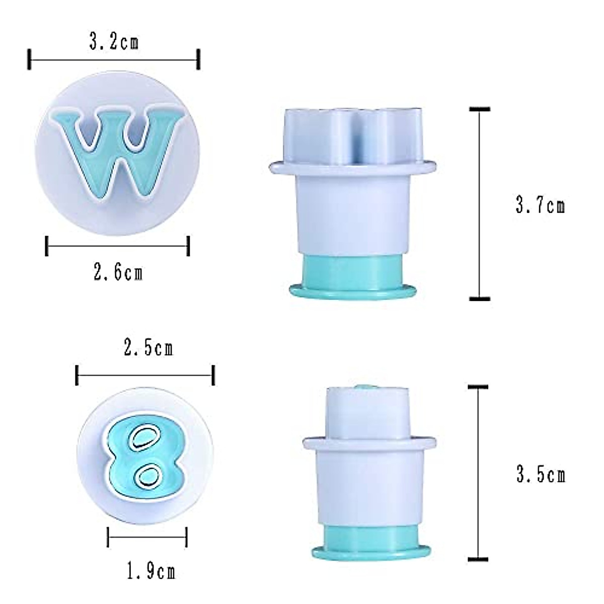 Nuoda Fondant Alphabet/Letter Cutters and Number set,Cake Biscuit Mold,Cake Decorating Tools, Cookie Stamp Impress,Embosser Cutter,DIY Sugar Cookies Chocolate Plunger(3 Set of Number and Letters)